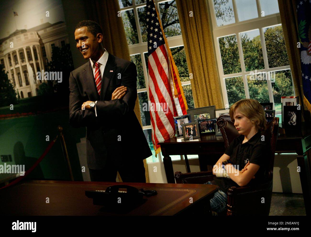 Luc Hermsen of The Netherlands sits at the president's desk while ...