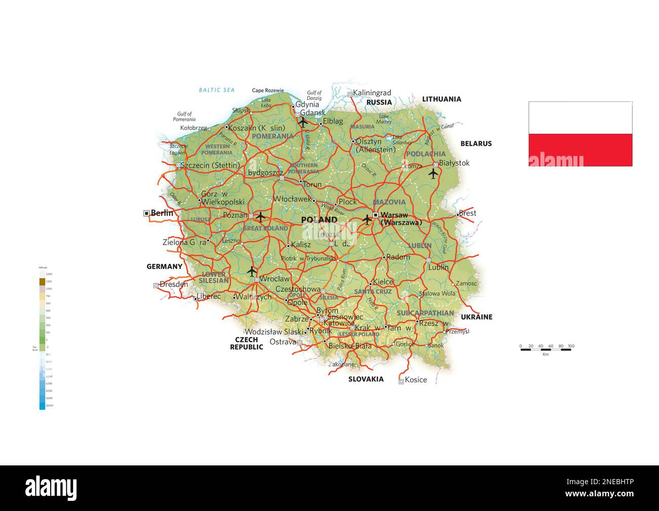 Polonia mappa fisica immagini e fotografie stock ad alta risoluzione ...