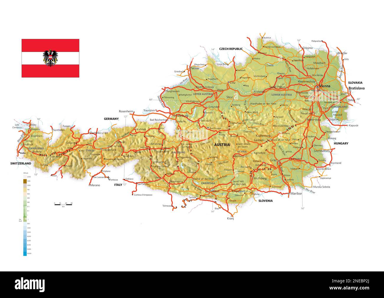 Mappa politica dell'austria immagini e fotografie stock ad alta ...