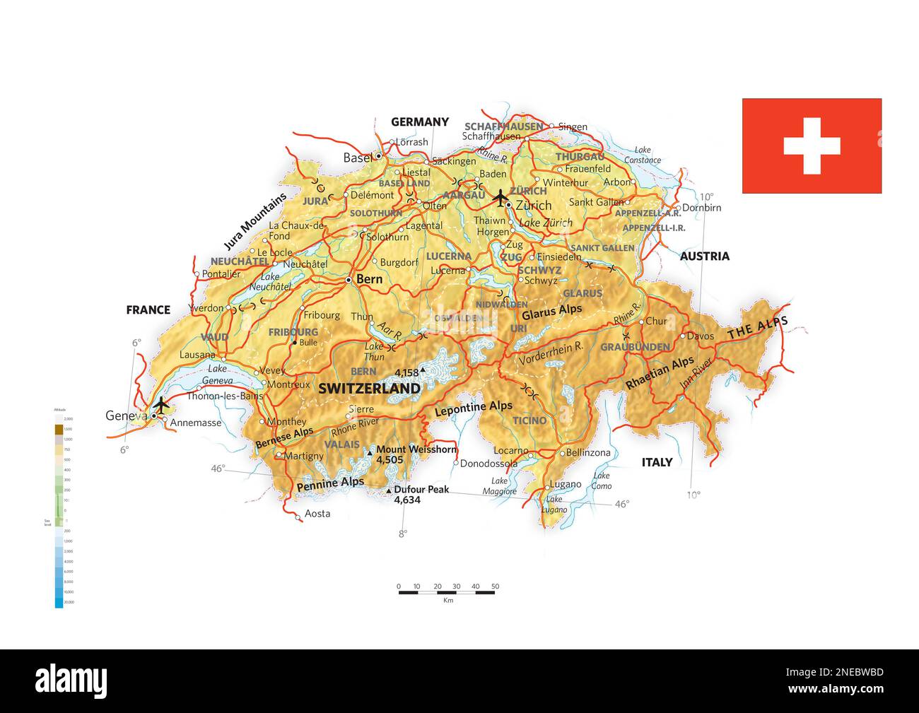 Svizzera cartina politica immagini e fotografie stock ad alta ...