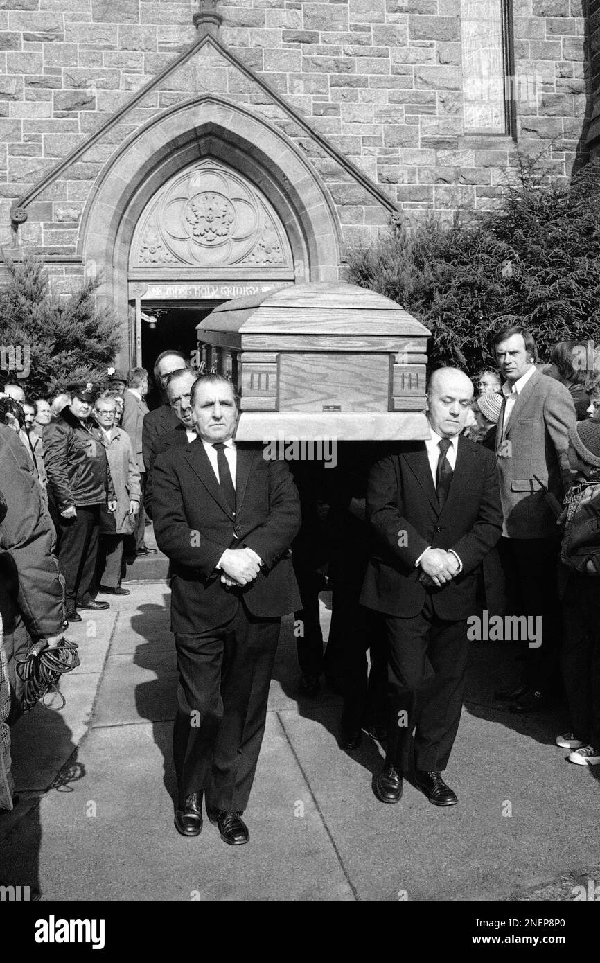 The casket of slain actor Sal Mineo, is carried after funeral services ...