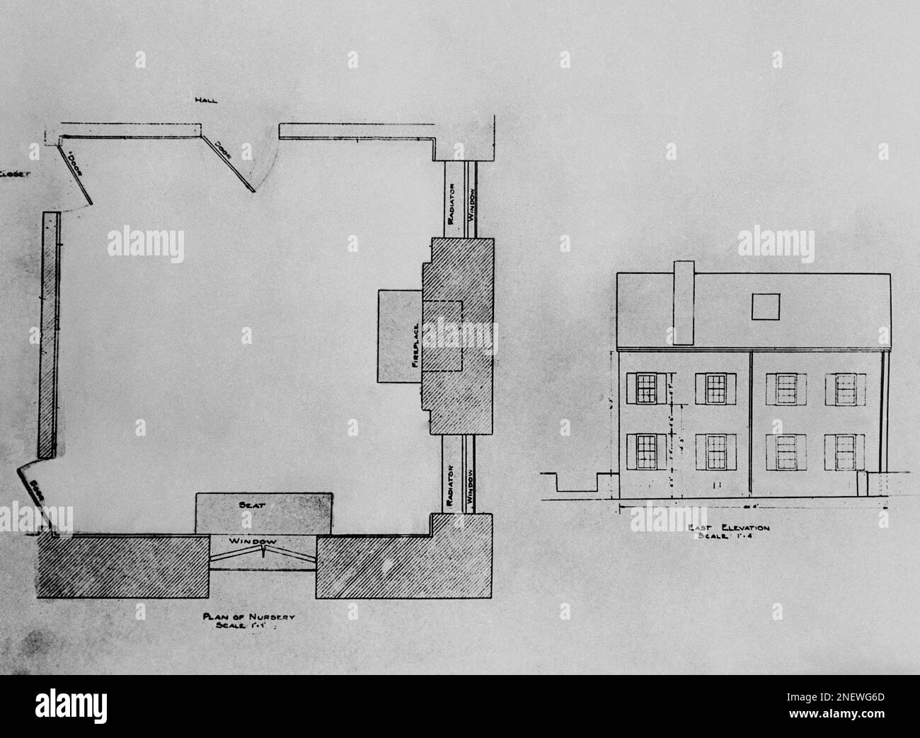 This floor plan of the nursery in the Charles Lindbergh home, drawn ...