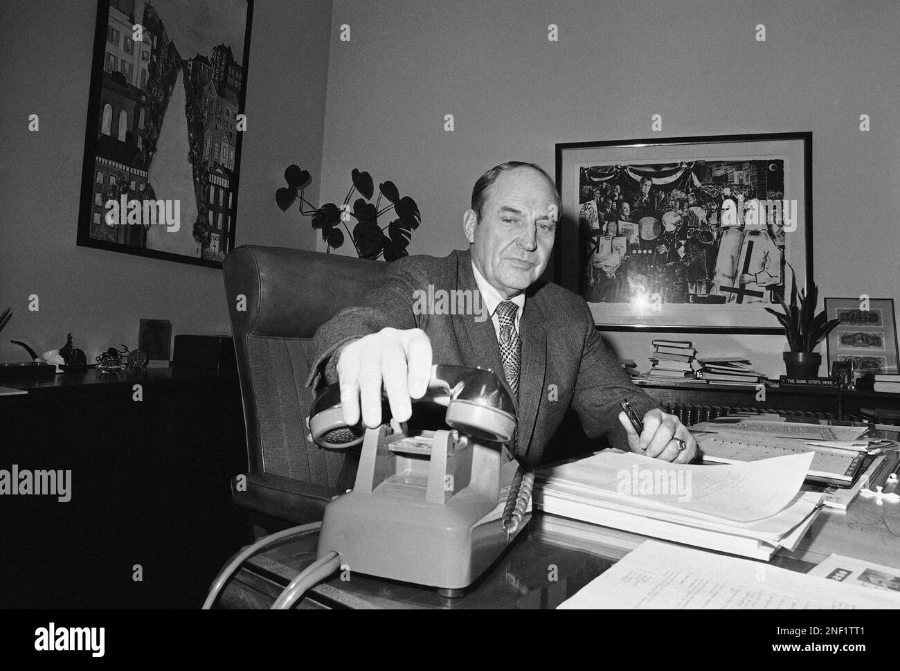 Atty. Gen. designate William Saxbe sits in his Capitol Hill Office on ...