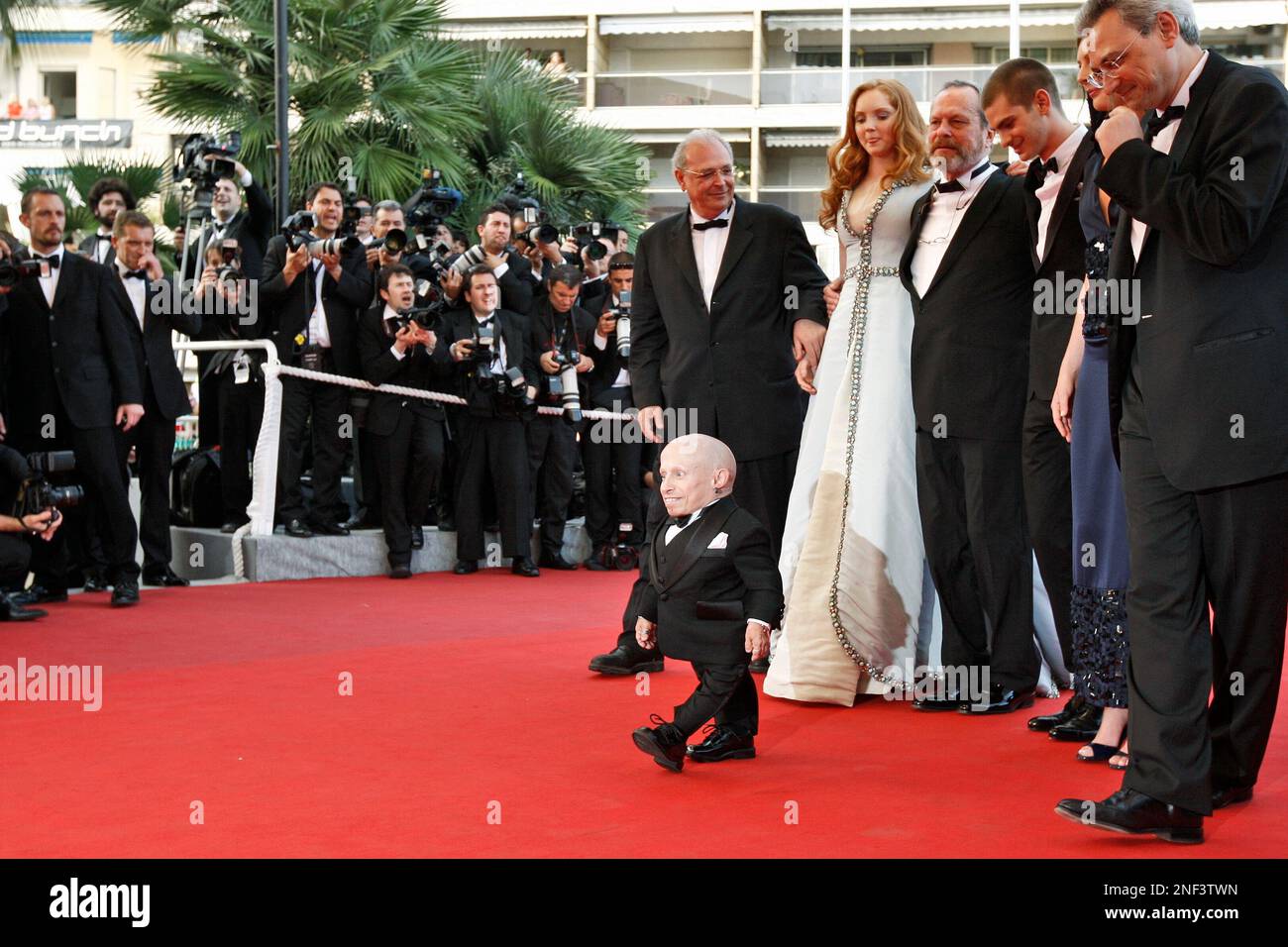 American actor Verne Troyer, foreground left, and, from rear, Moroccan ...