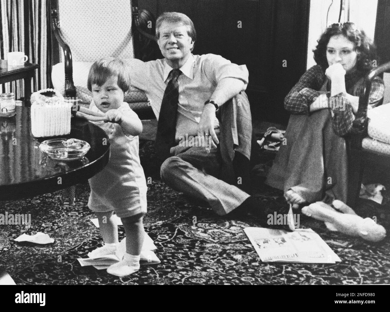 Jimmy Carter watches the Democratic National Convention on television ...