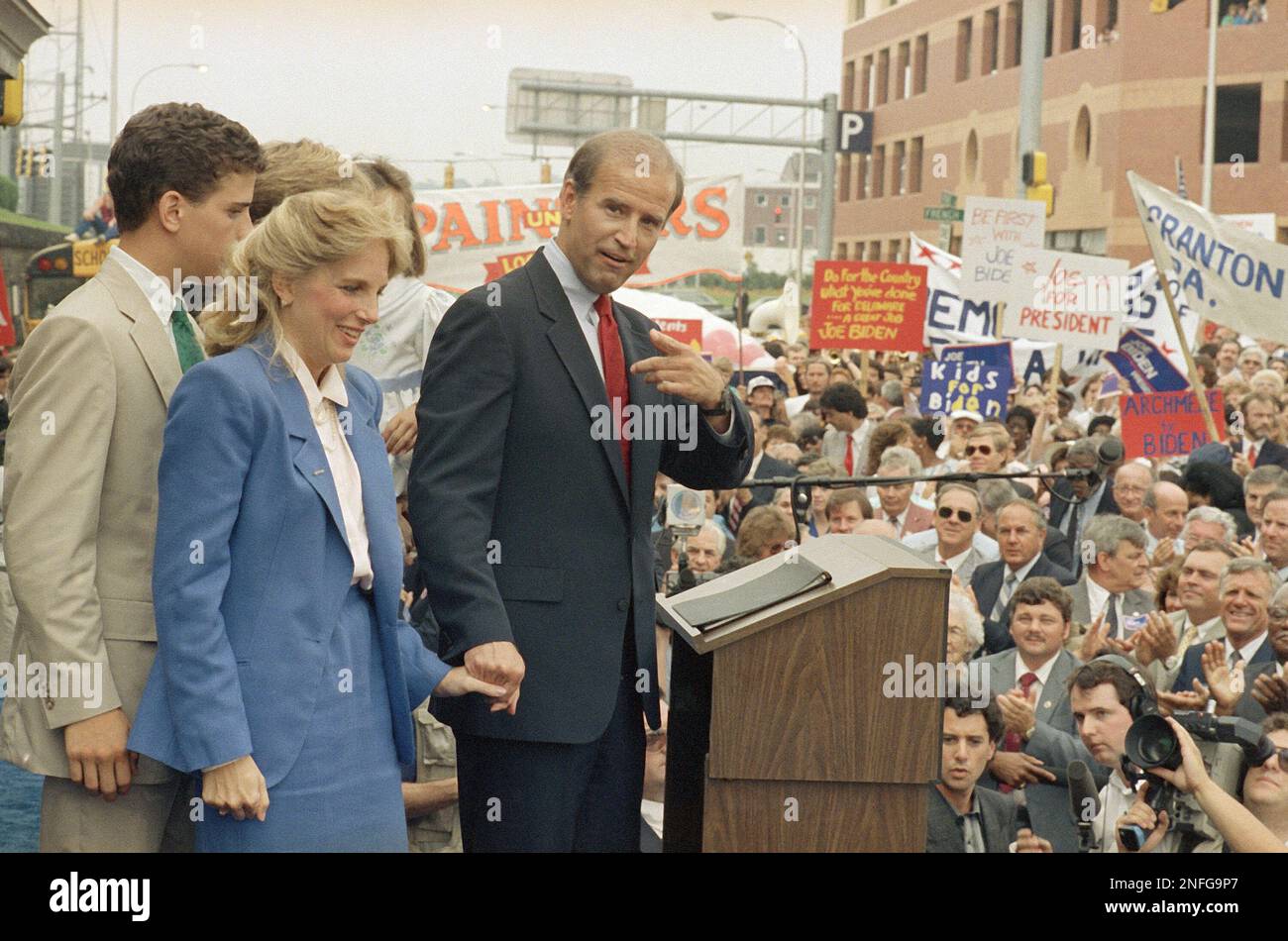 In this June 10, 1987, file photo, Sen. Joe Biden, D-Del., speaks as he ...