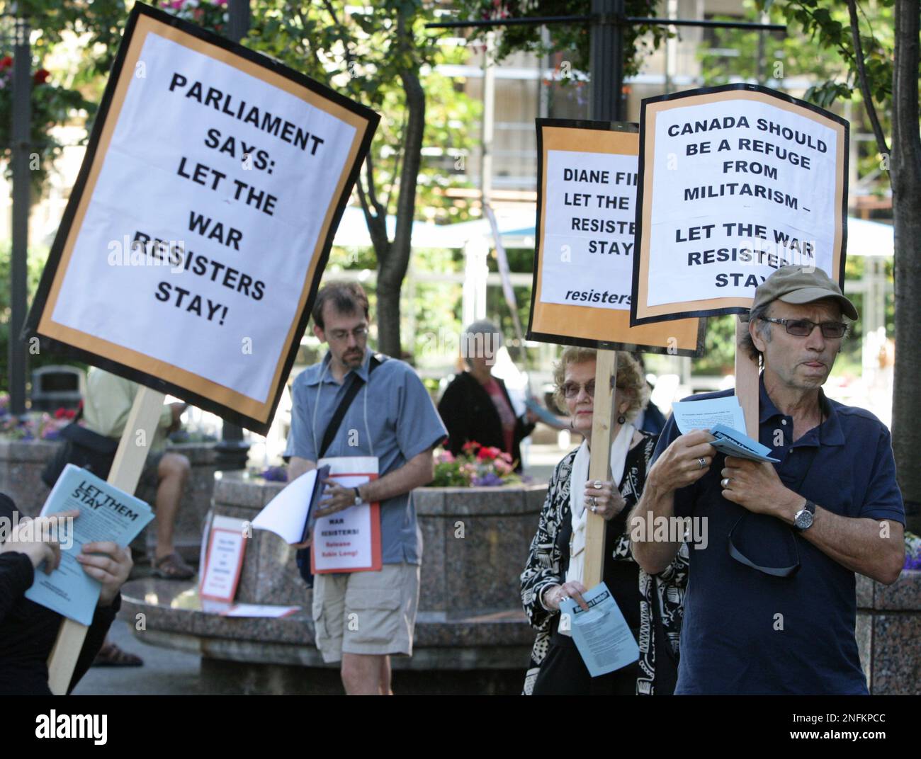 Members of the War Resisters Support Campaign hold a demonstration in ...