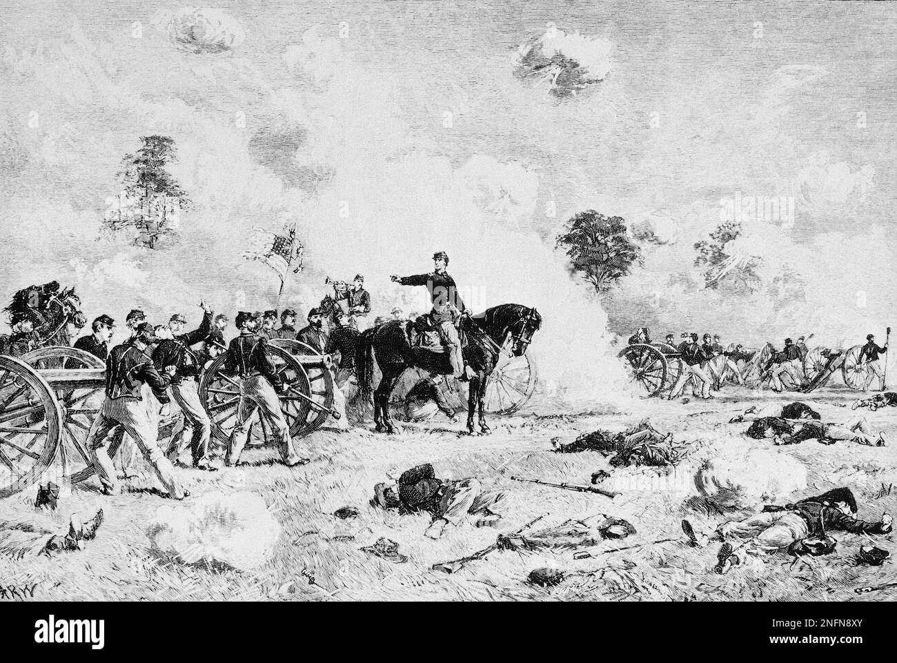 In this drawing by combat artist Alfred R. Waud, Lieut. Bayard Wilkeson ...