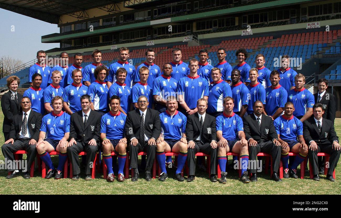 Namibia's rugby World Cup squad is seen in Windhoek, Thursday, Aug. 30 ...