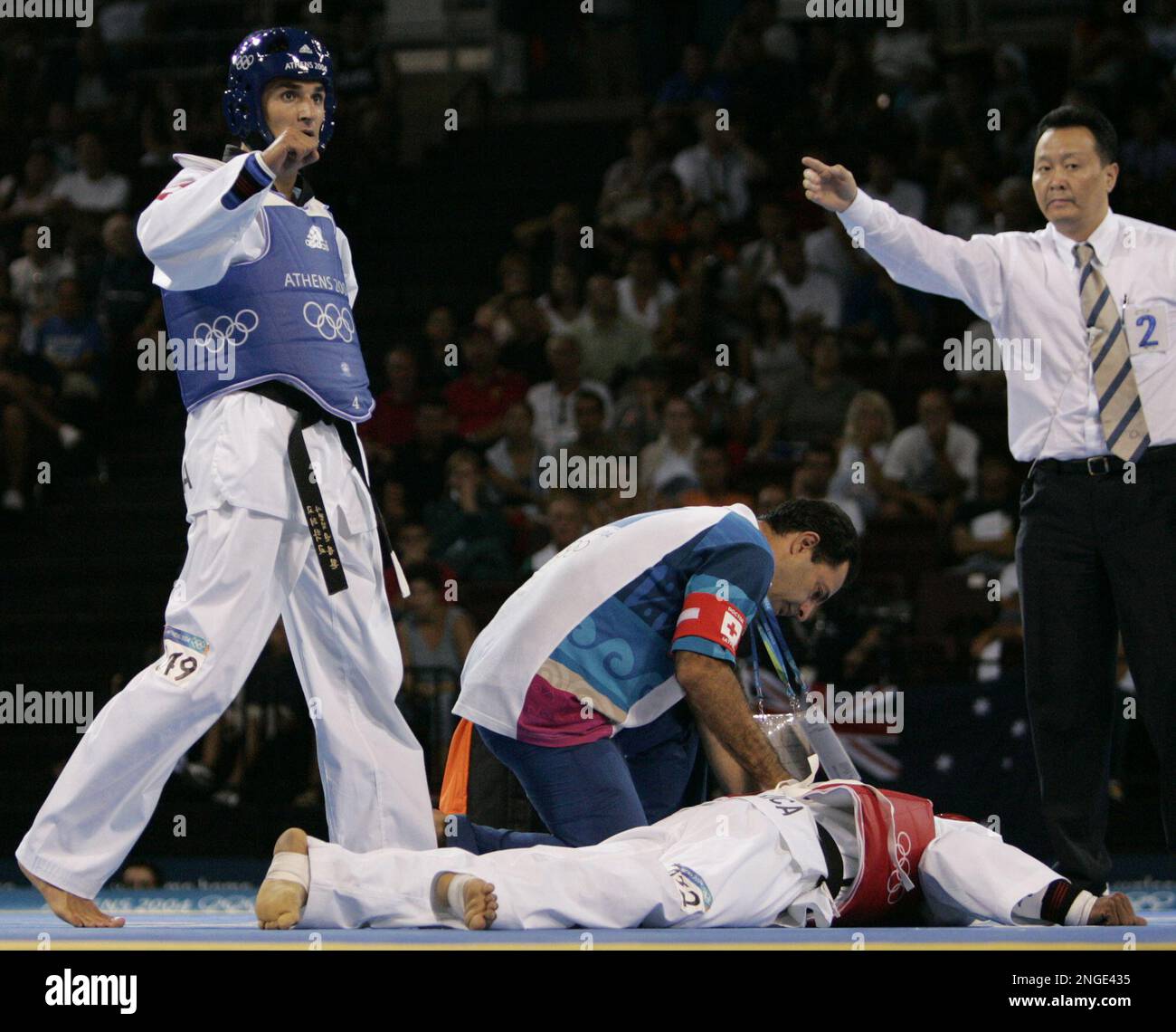 Bertrand Cbongou Liango, bottom, from Central African Republic, is ...