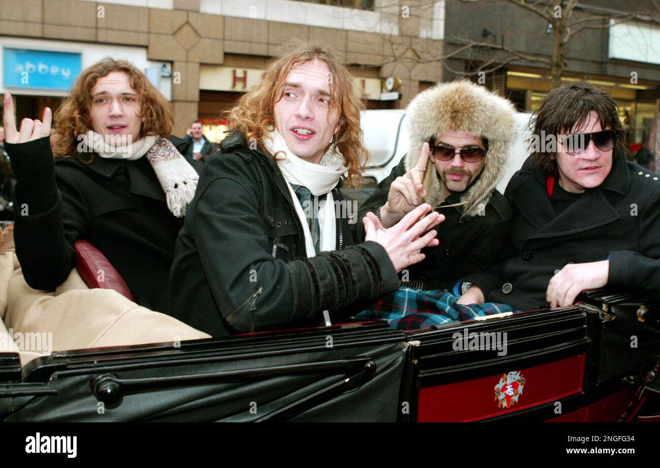 British band The Darkness, from left to right Dan Hawkins, Justin ...