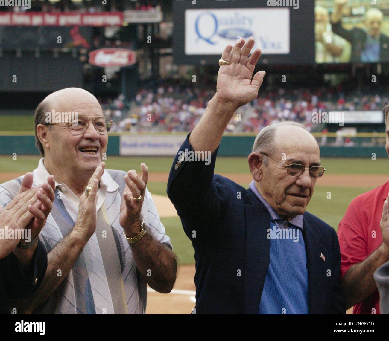Baseball Hall of Famers Joe Garagiola, left, and Yogi Berra are ...