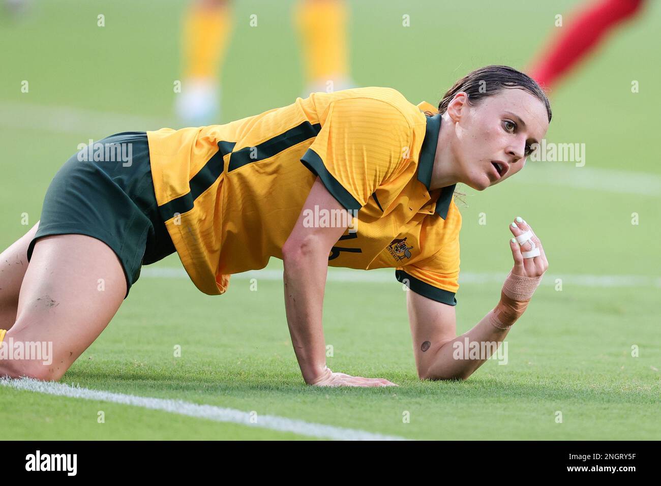 Sydney, Australia. 19th Feb, 2023. Hayley Rasso of Australia reagisce ...