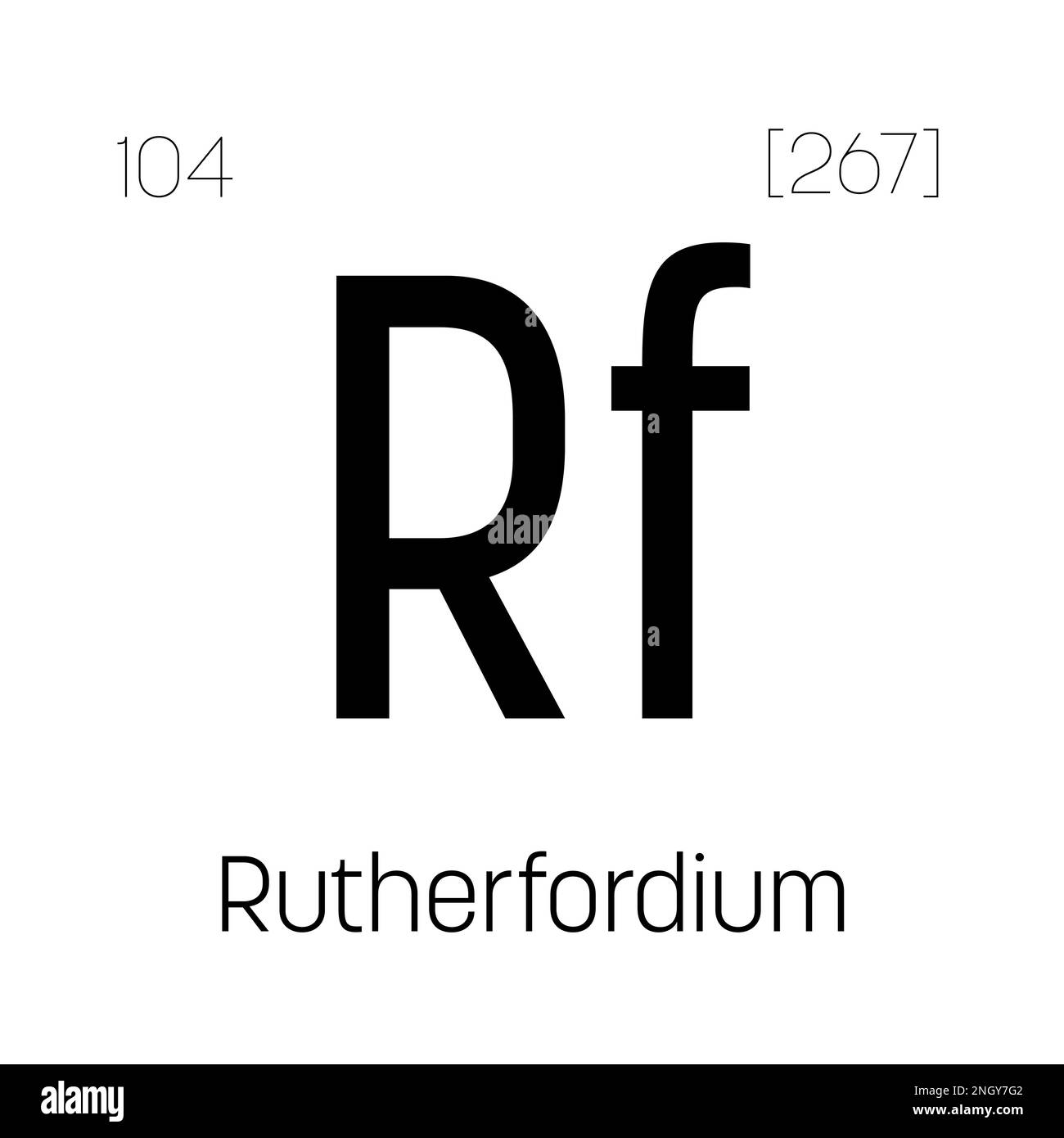 Rutherfordium, RF, elemento tavola periodica con nome, simbolo, numero ...