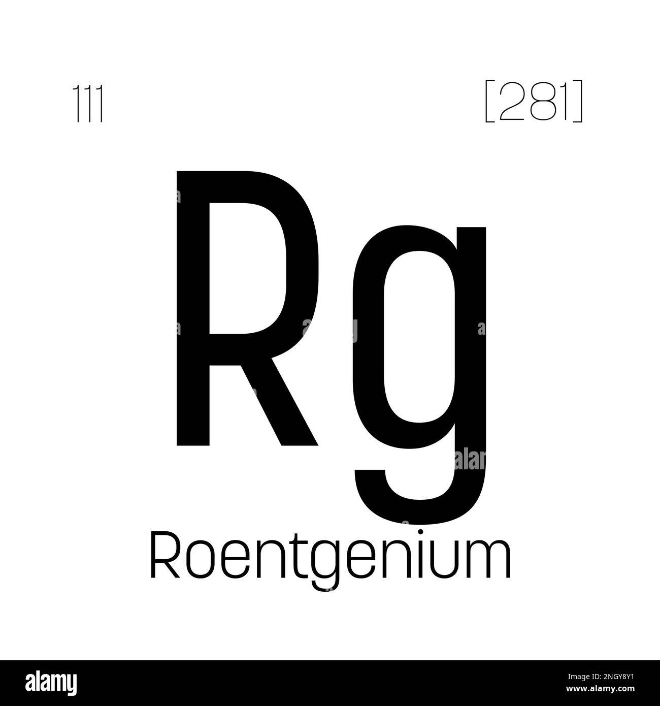 Roentgenium, Rg, elemento tavola periodica con nome, simbolo, numero ...
