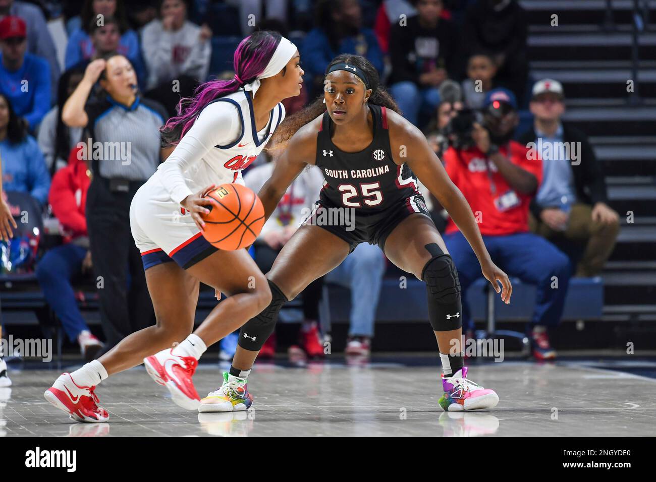 OXFORD, MS - FEBRUARY 19: Ole Miss guard Myah Taylor (1) drives against ...