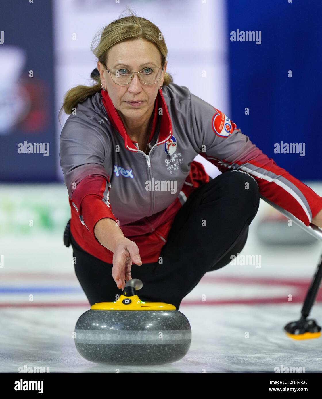 Northwest Territories quarto Jo-Ann Rizzo fornisce una roccia mentre ...