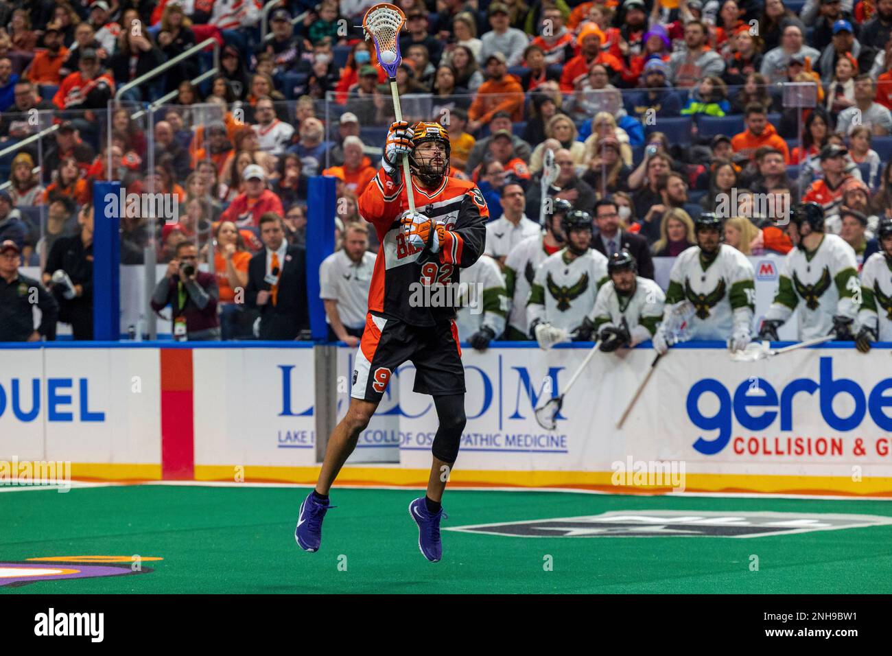 February 4th, 2023: Buffalo Bandits forward Dhane Smith (92) jumps for ...