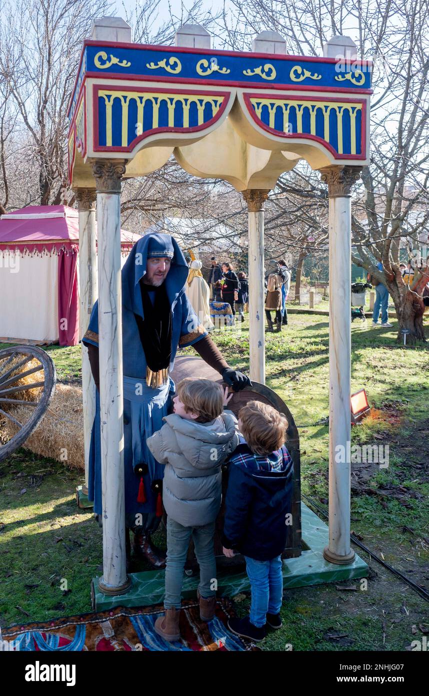 Children interact with the characters at the Three Kings Camp, on ...