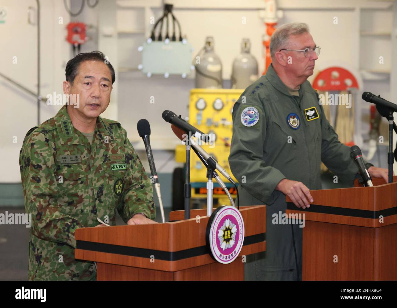 Koji Yamazaki (L) Japan Chief of Staff, Joint Staff Gen. and Ricky N ...
