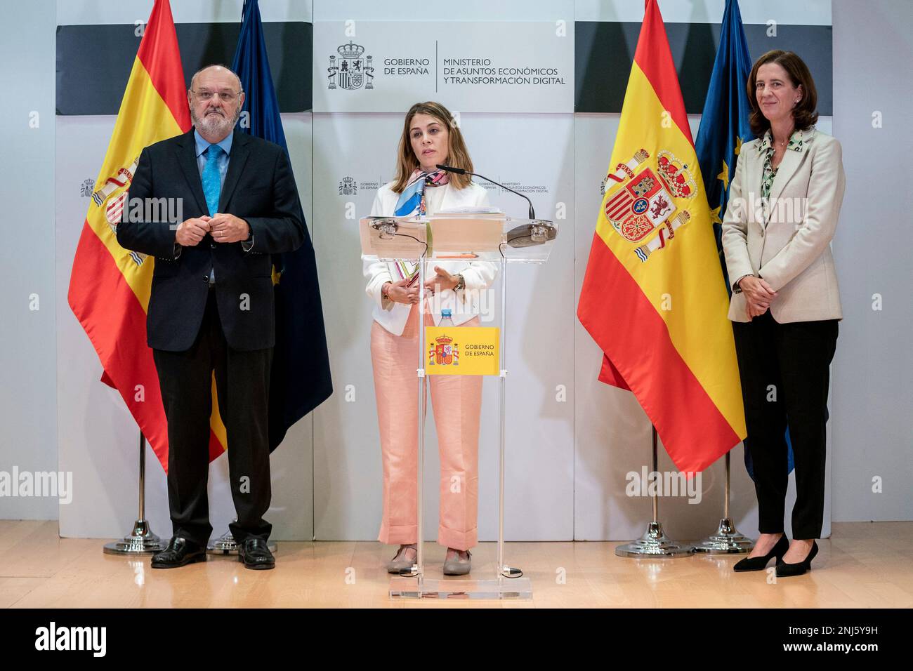Unacc Secretary General, Cristina Freijanes, gives a press conference ...