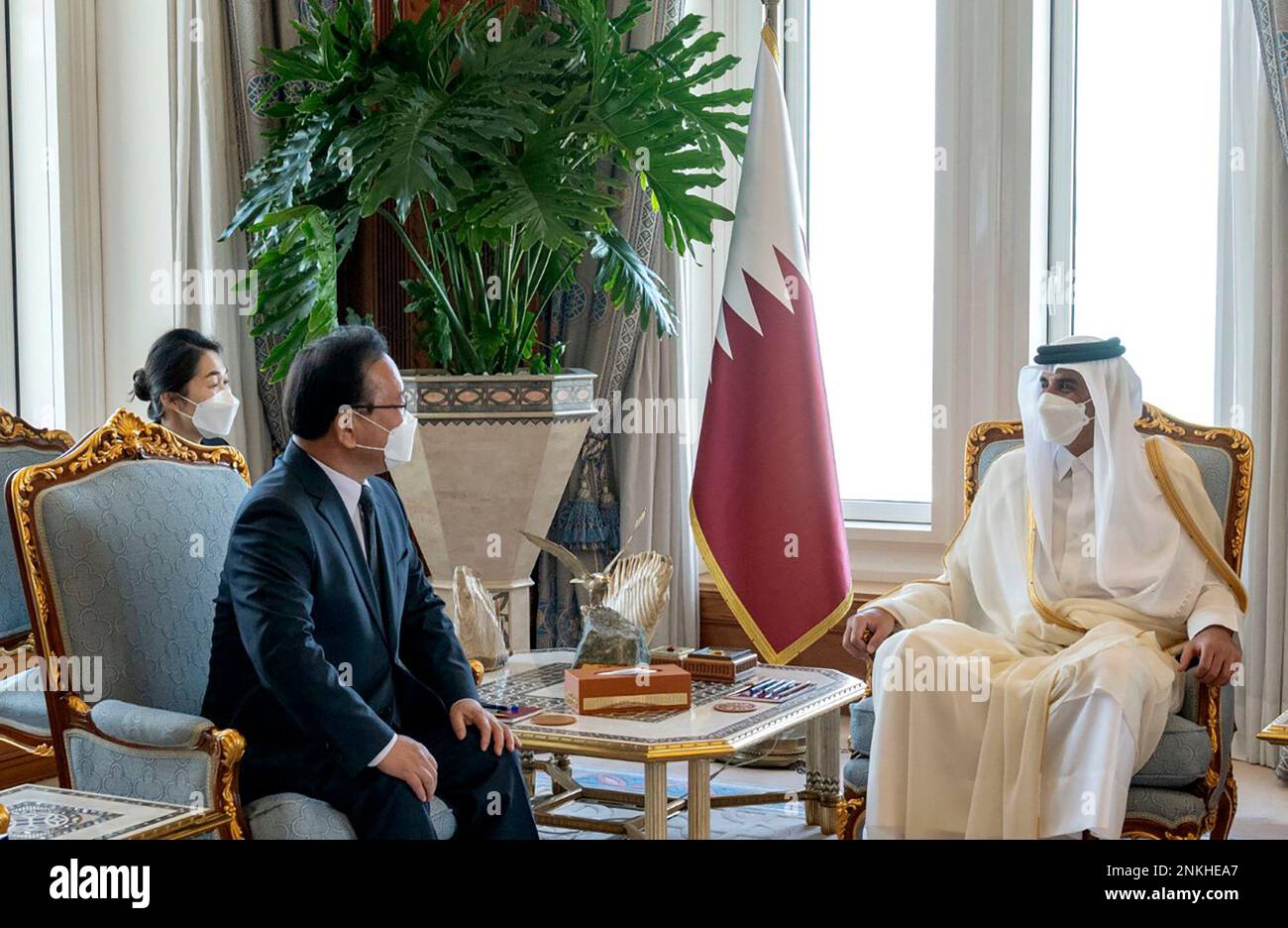 In this photo released by the Qatar Amiri Diwan, South Korean Prime ...