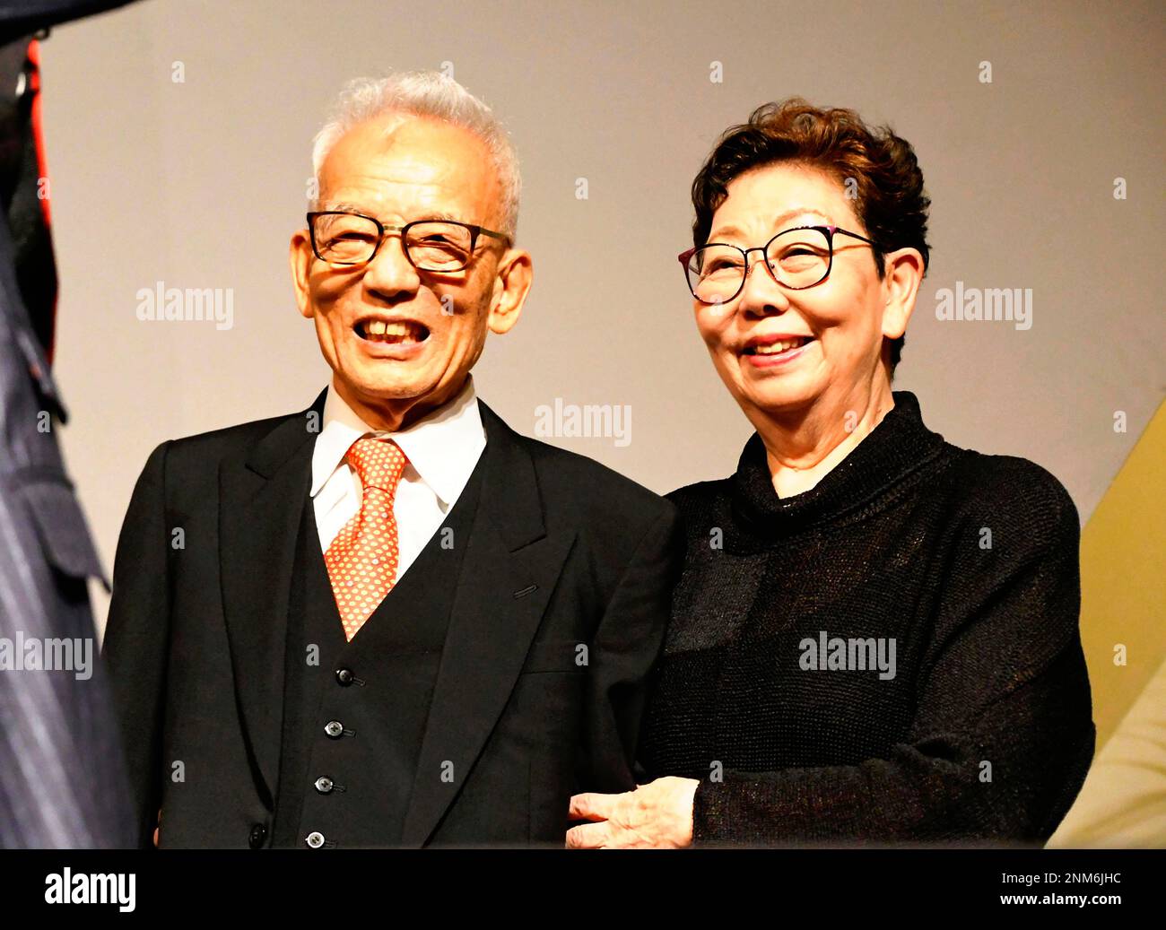 Nobel Prize in Physics laureate Syukuro Manabe and his wife Nobuko pose ...