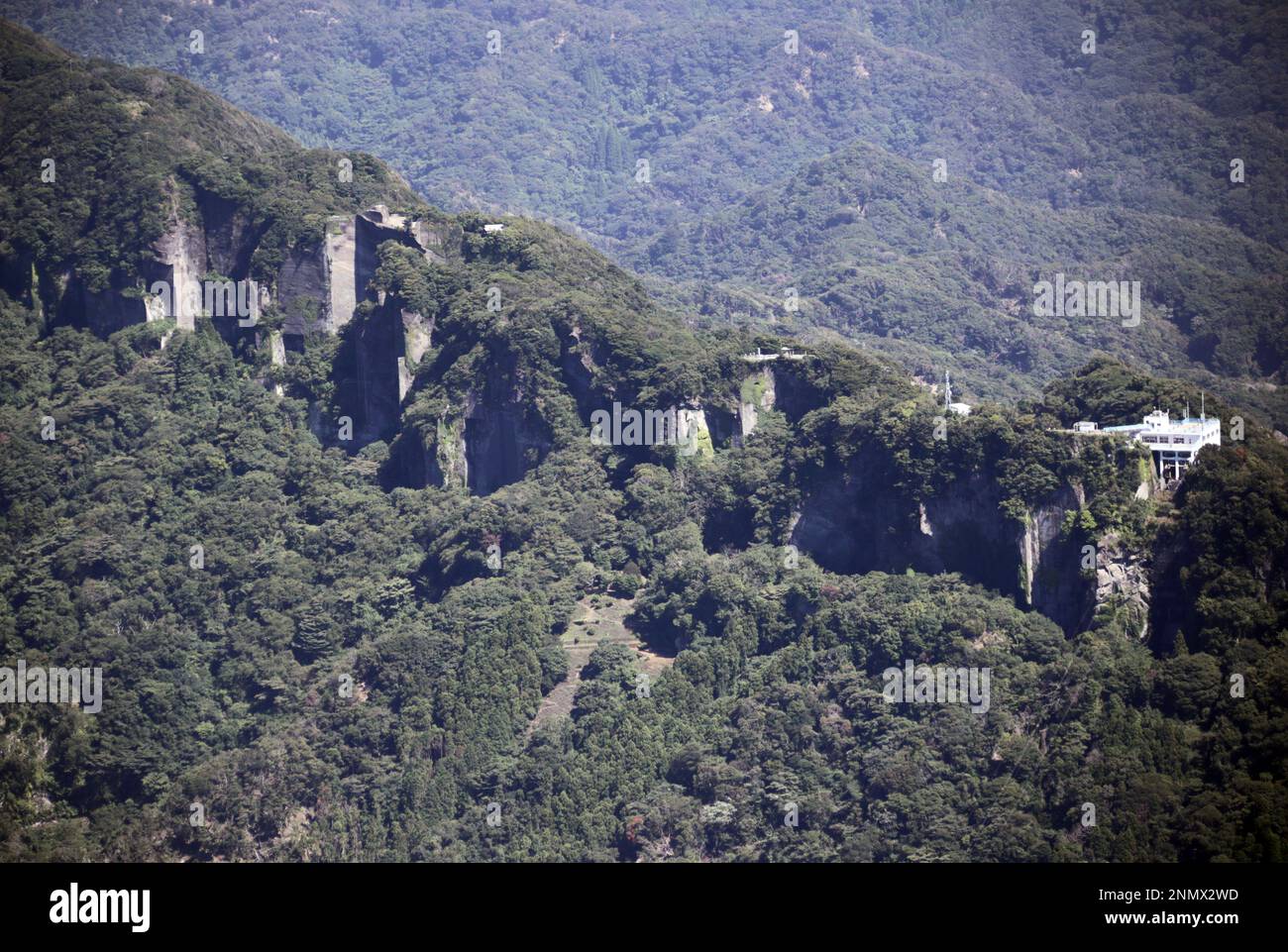 An aerial photo shows Nokogiri-yama, Mount Nokogiri, which is located on the border between ...