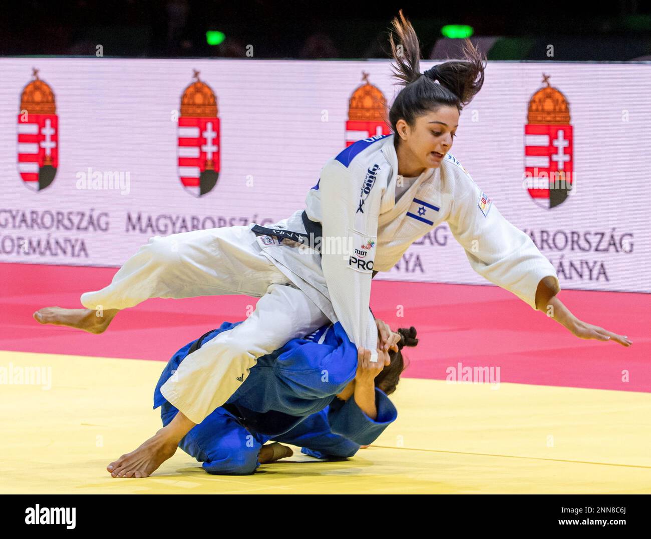Gefen Primo, in white, of Israel and Diyora Keldiyorova of Uzbekistan ...