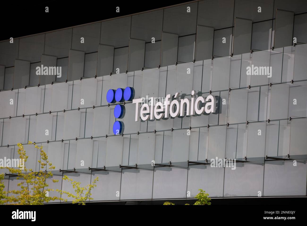 Telefónica's headquarters building, on 27 April 2021, in Madrid, Spain ...