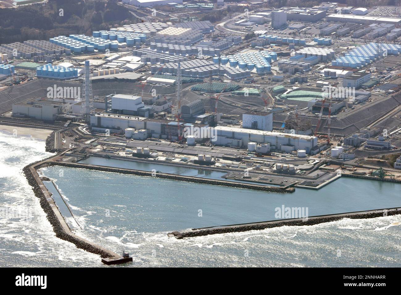 An aerial photo shows Fukushima No. 1 nuclear power plant in Okuma town ...