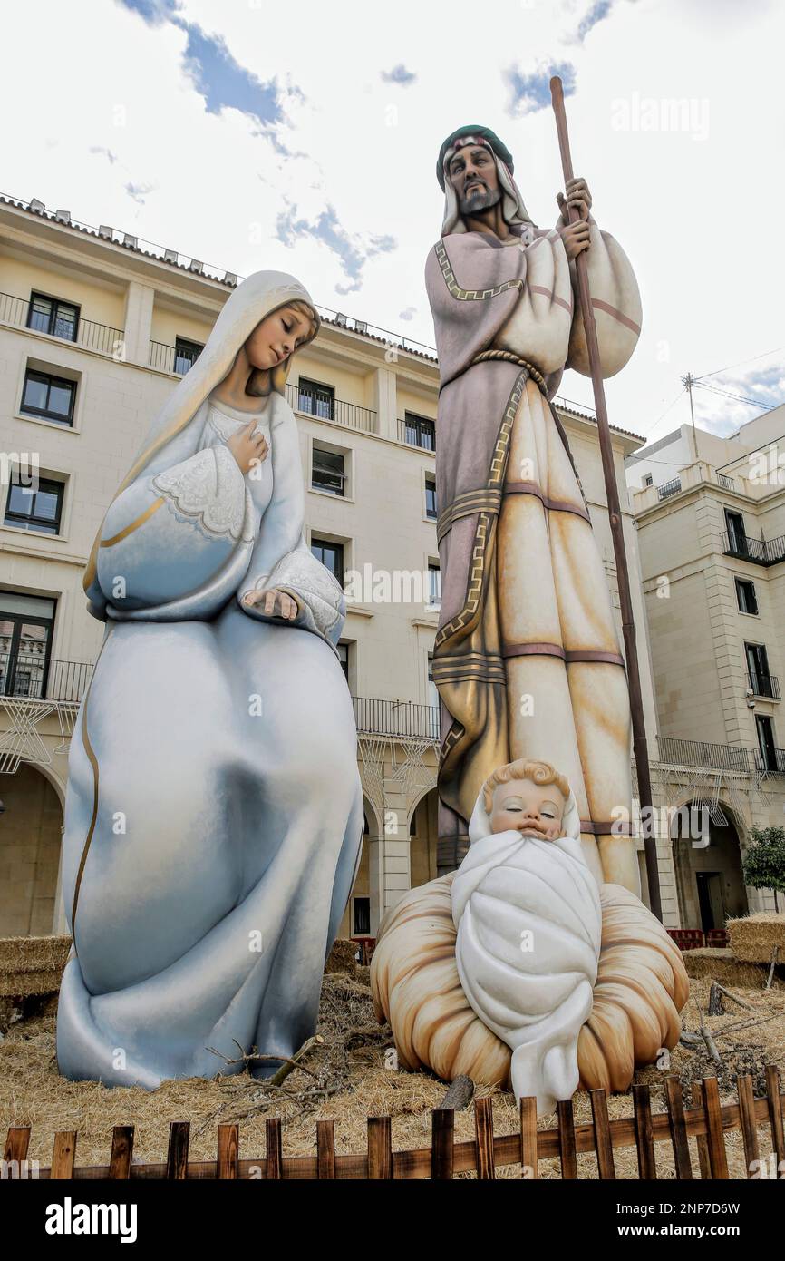 The Virgin Mary, Saint Joseph and the baby Jesus, the three enormous ...