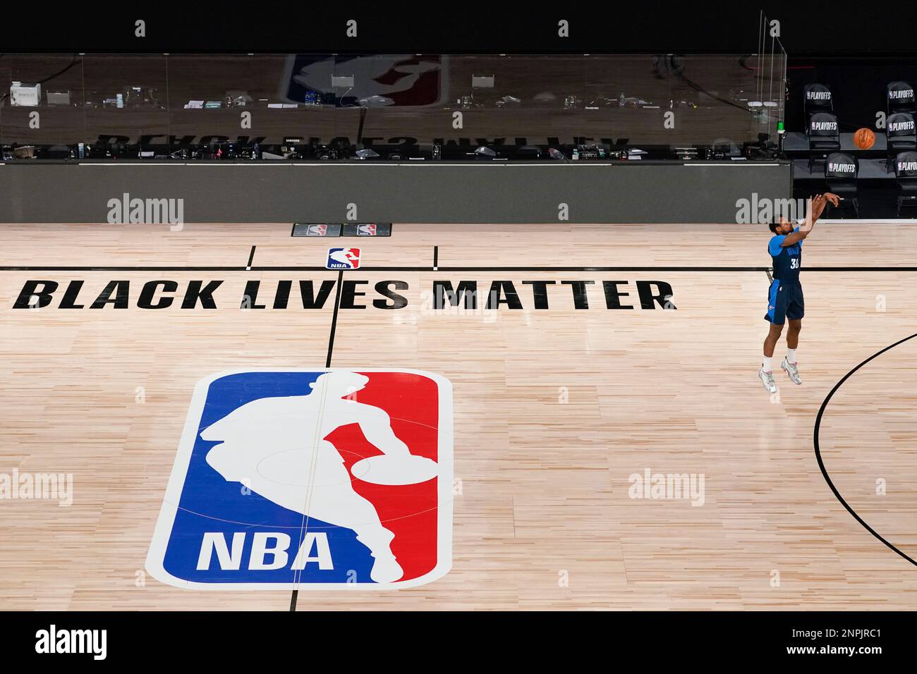 Oklahoma City Thunder's Deonte Burton takes the court for practice in ...
