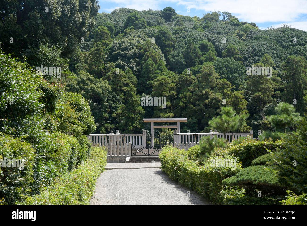 An aerial photo shows Kondagobyoyama Kofun (Nintoku Tenno Ryo) that is ...