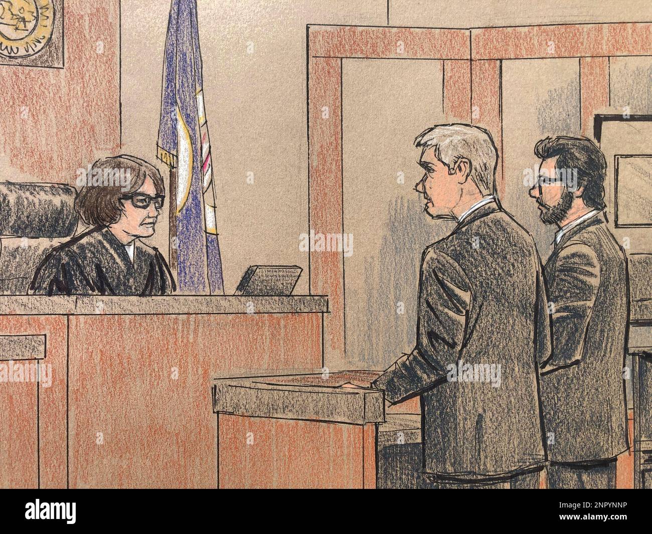 In this courtroom sketch, Hennepin County Judge Jeannice M. Reding ...