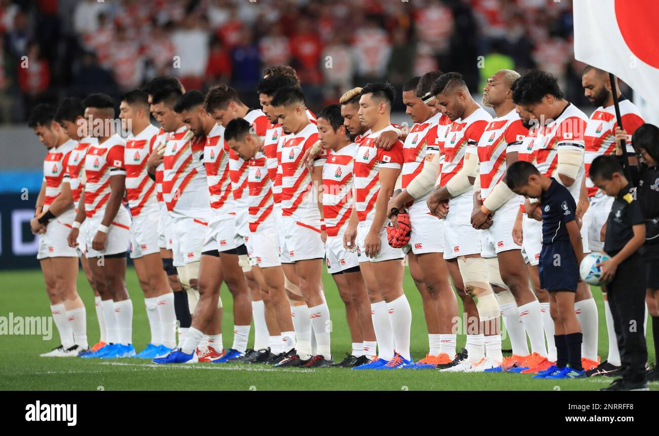 Spectators offer a silent player before the the 2019 Rugby World Cup ...