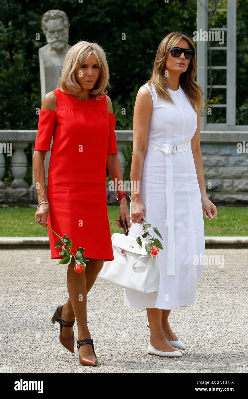 Brigitte Macron, wife of French President Emmanuel Macron, and U.S ...