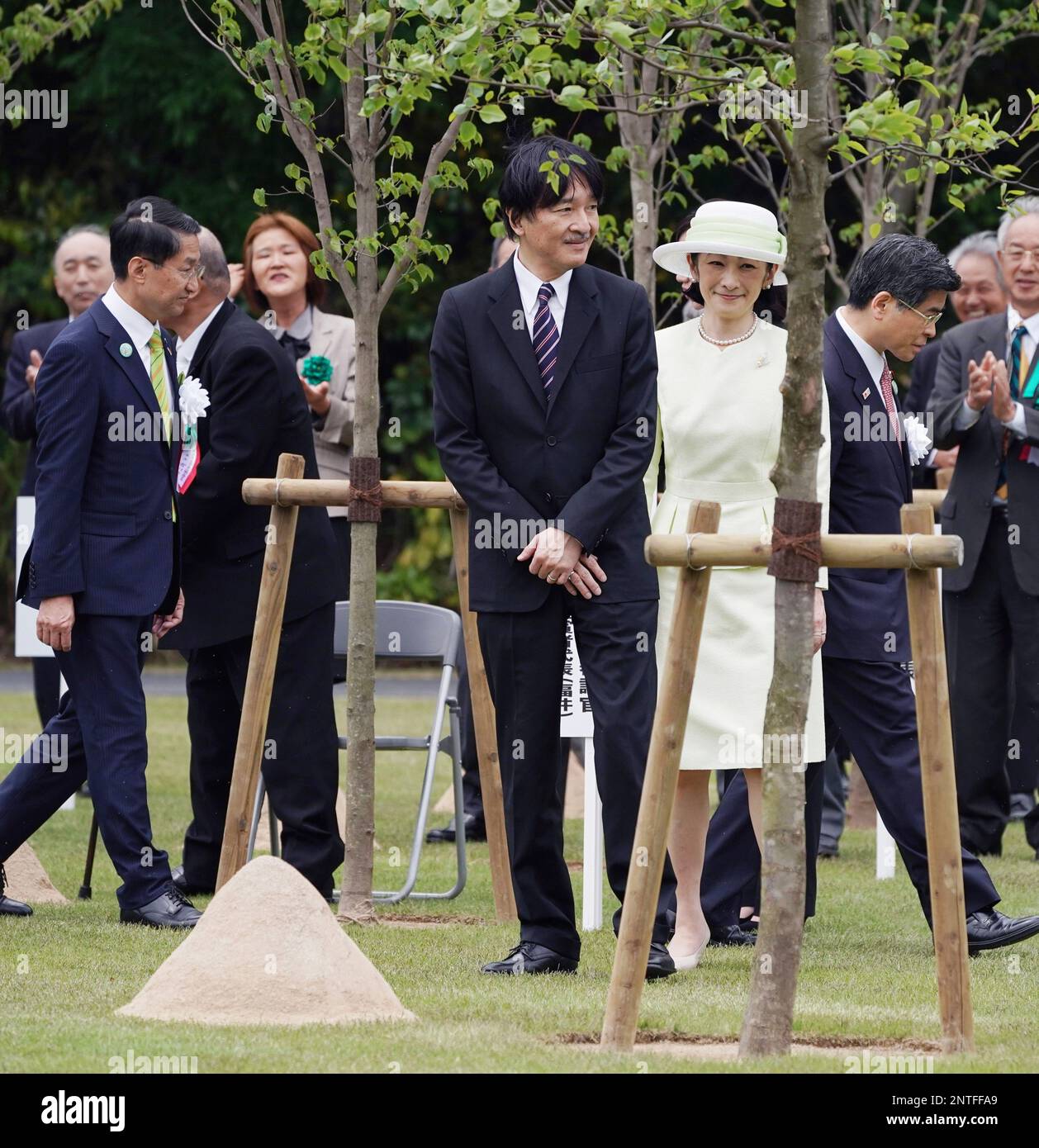 Japan's Crown Prince Akishino and his wife Prince Kiko plant trees ...