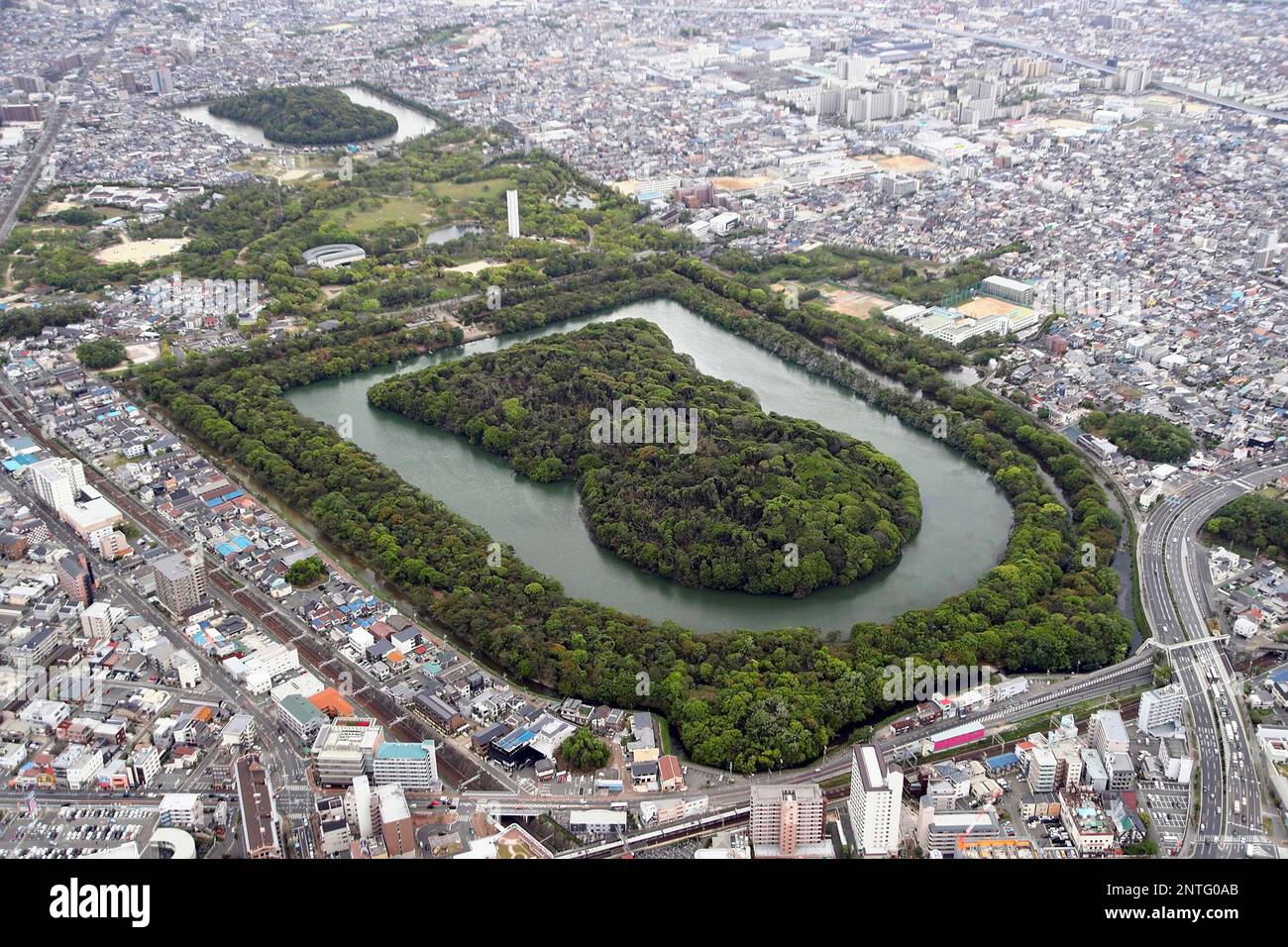 An aerial photo shows the mausoleum that is believed to be Emperor ...