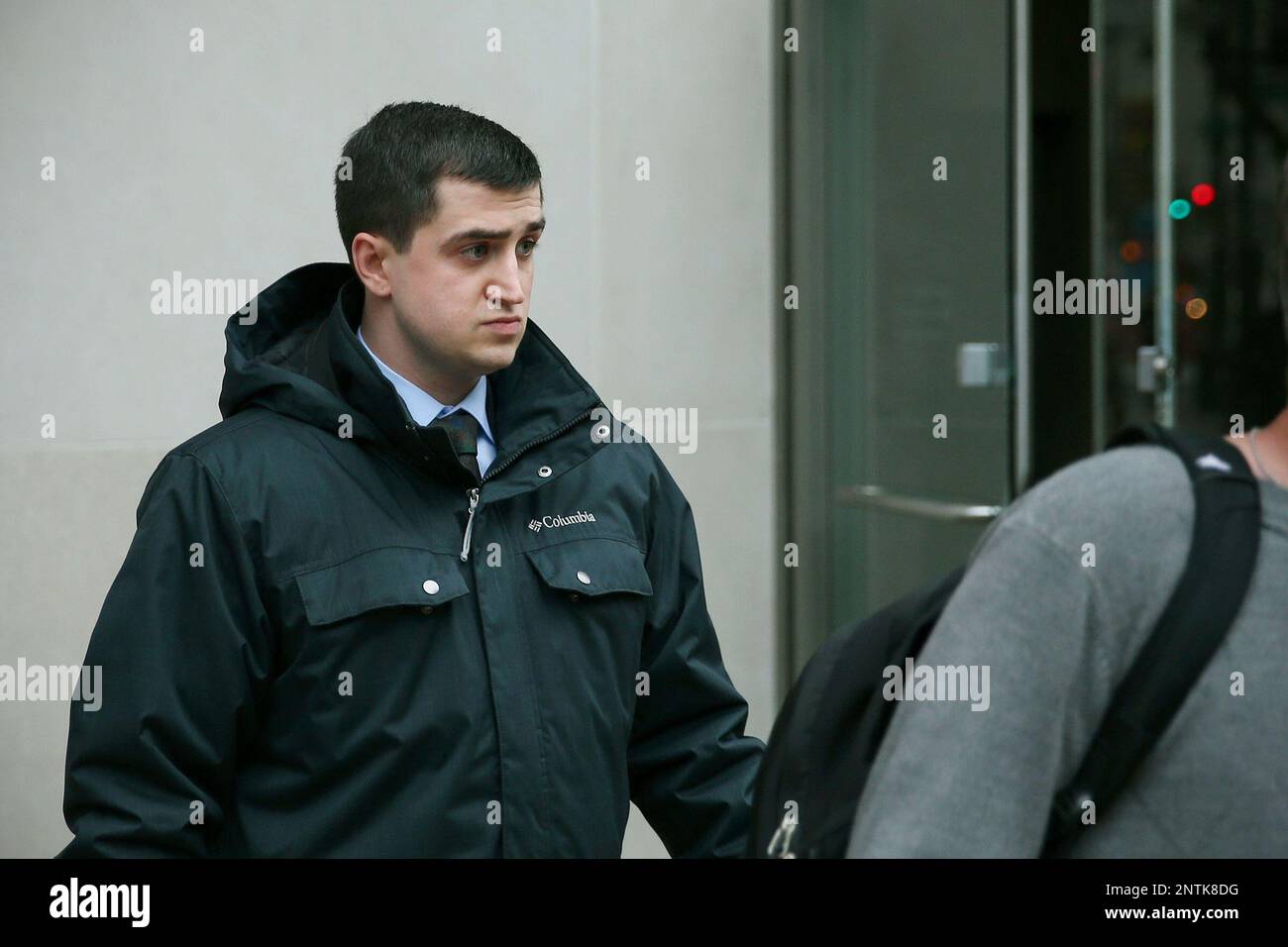 In this Tuesday, April 2, 2019 photo, Michael Rohana leaves the James A ...