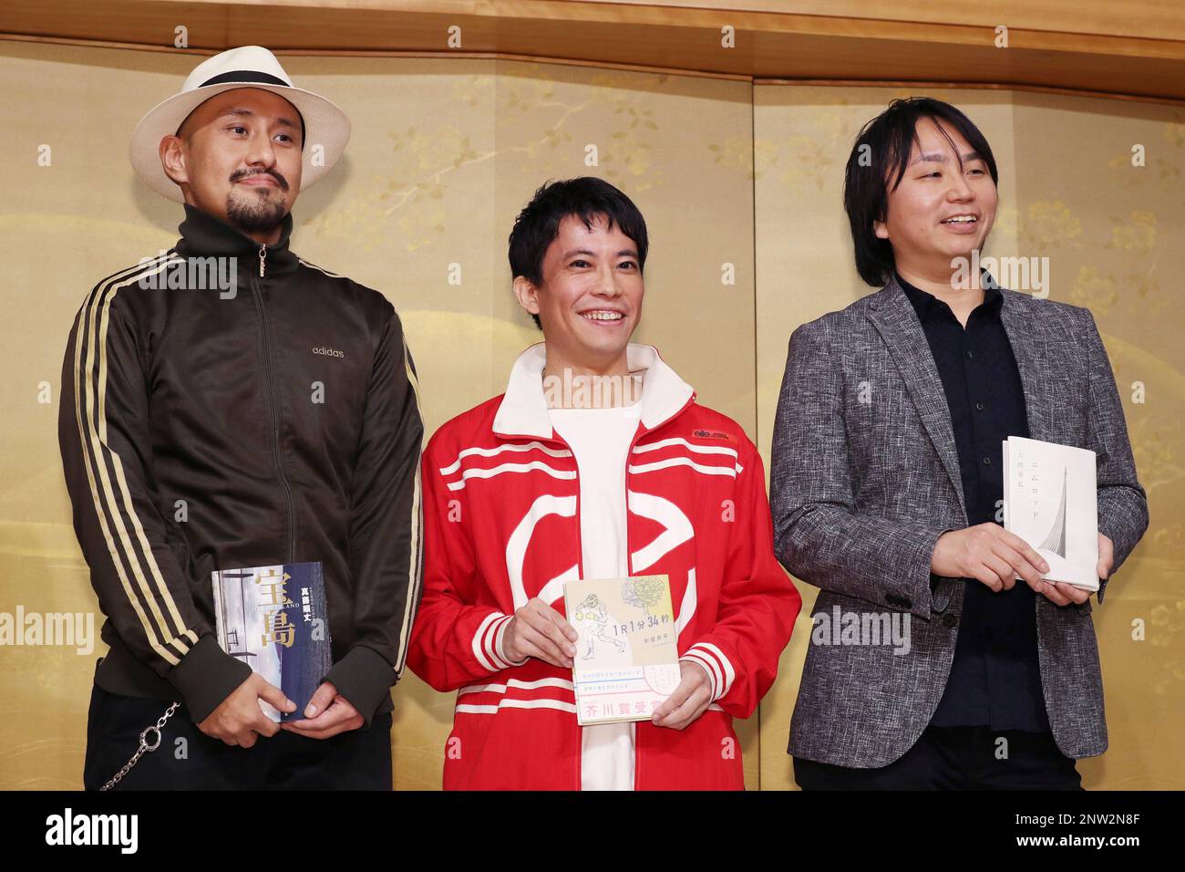 (L-R) Junjo Shindo, Ryohei Machiya and Takahiro Ueda pose for photo in ...