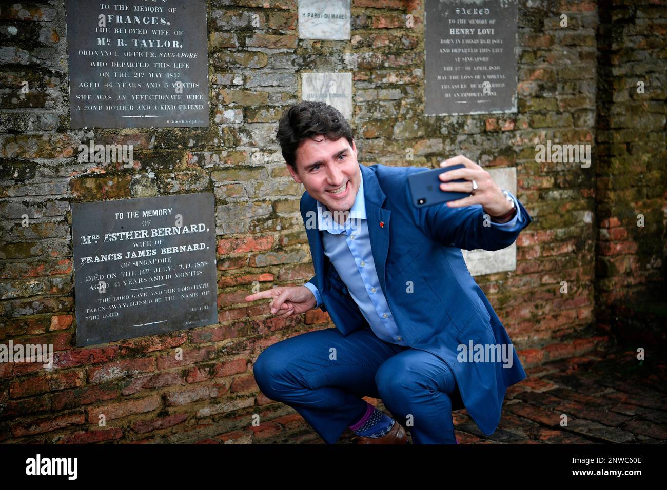 Canadian Prime Minister Justin Trudeau sending a video text of his ...