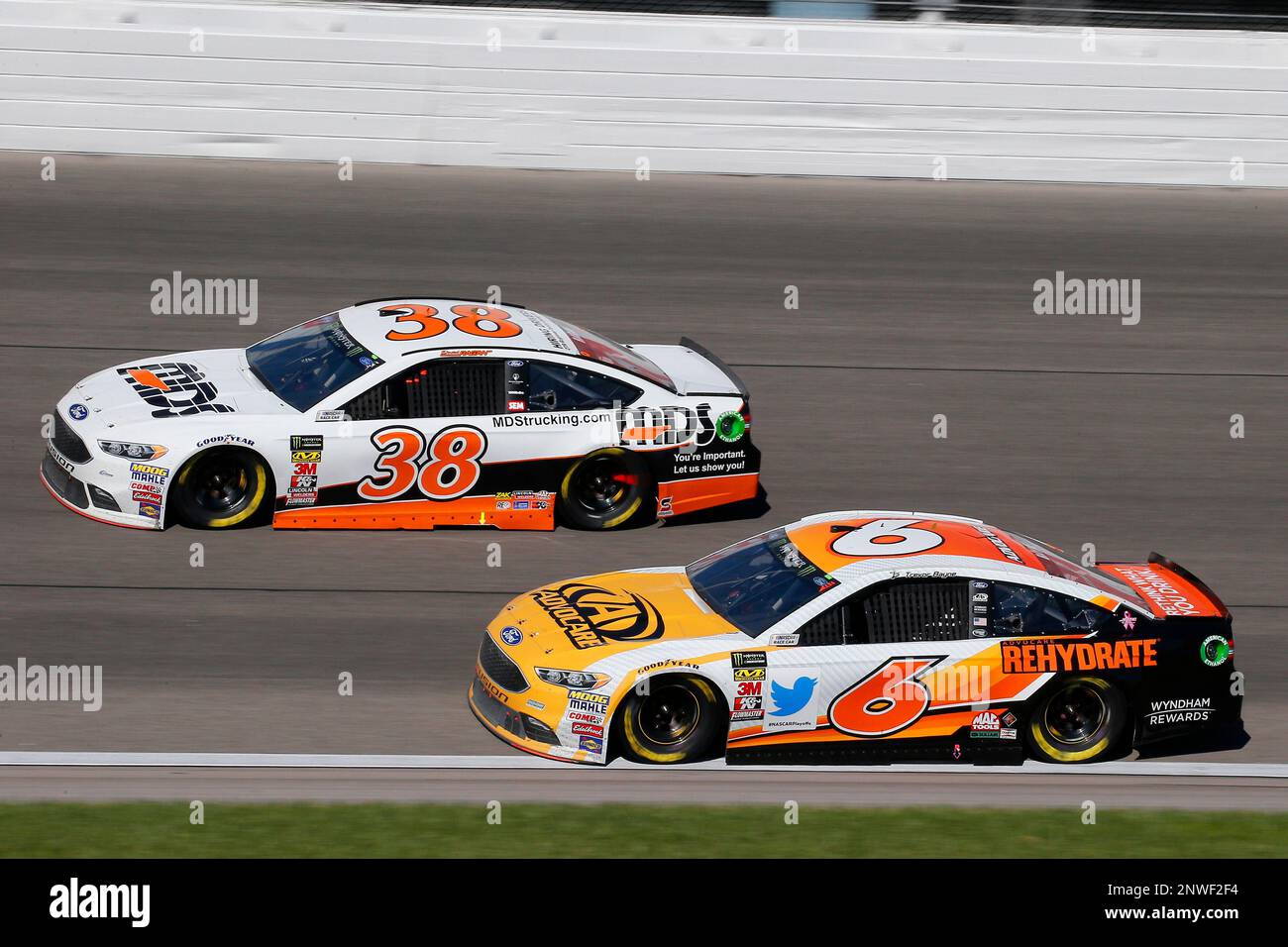 David Ragan (38) and Trevor Bayne (6) during the Monster Energy NASCAR ...