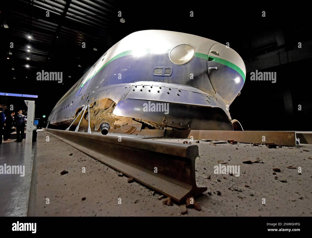 The Shinkansen bullet train are placed at a facility to display trains ...