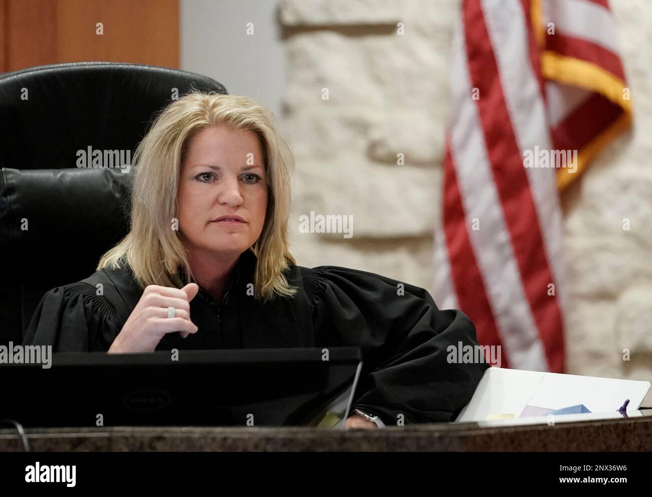Judge Kelli Johnson, of the 178th District Criminal Court, speaks to ...