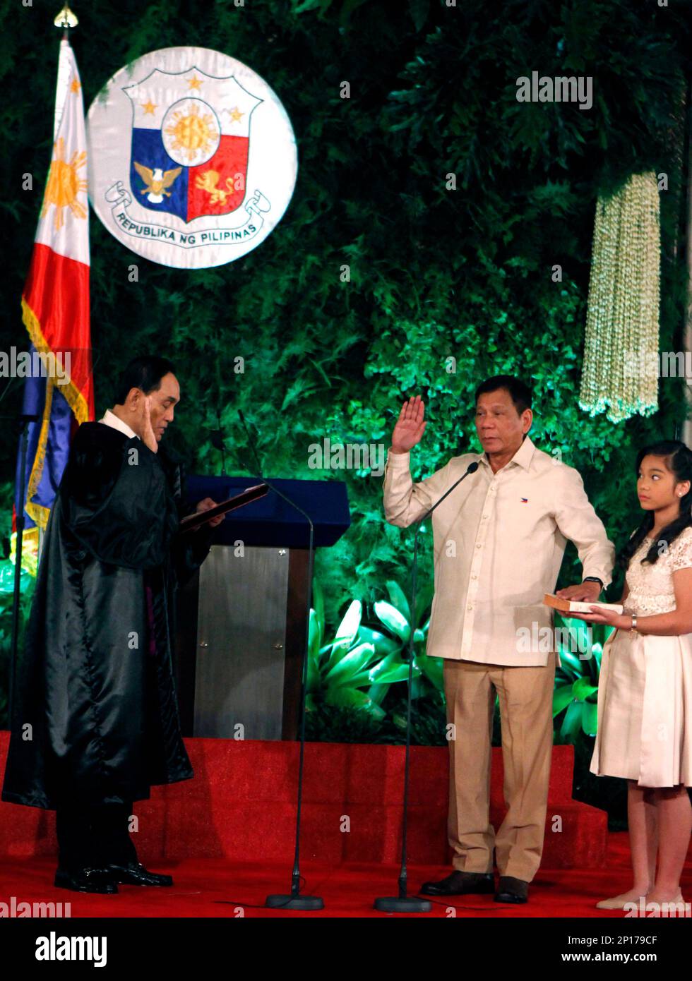 In this photo provided by the Presidential Communications Office ...