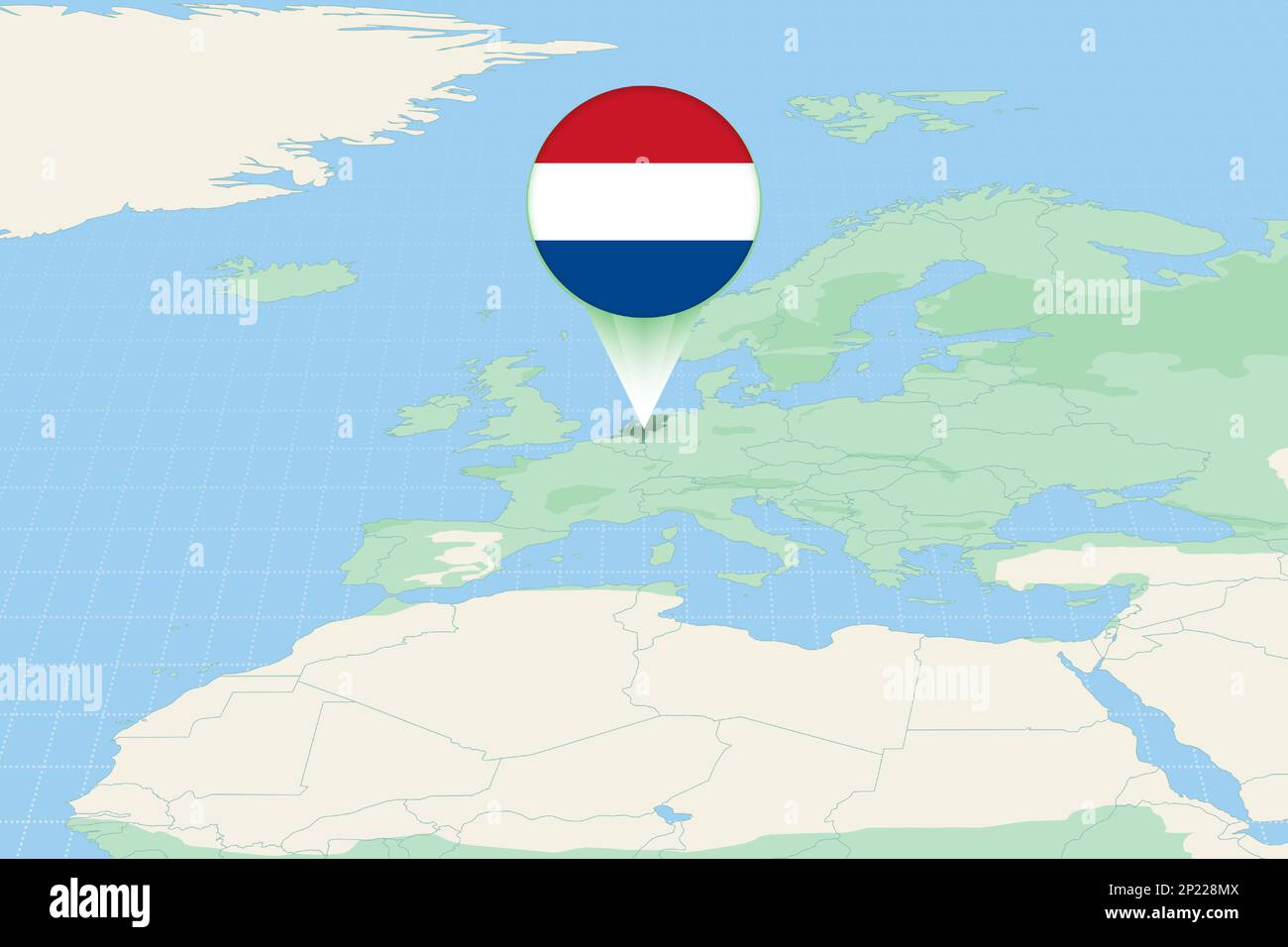 Illustrazione della mappa dei Paesi Bassi con la bandiera ...
