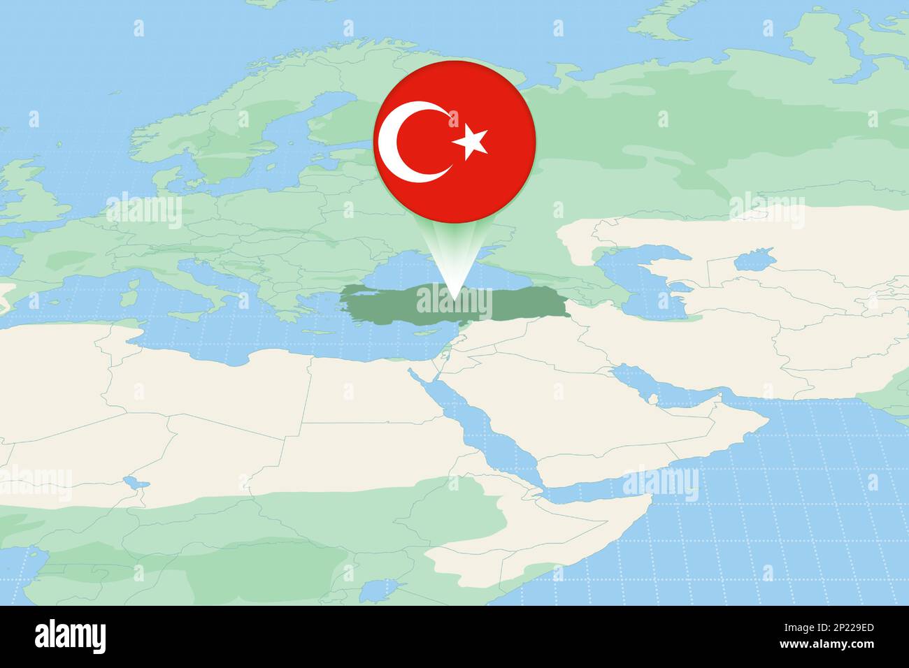 Illustrazione della mappa della Turchia con la bandiera. Illustrazione ...