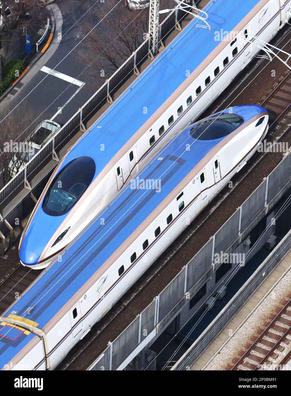 Bulllet trains running on the Hokuriku Shinkansen line bound for Tokyo ...
