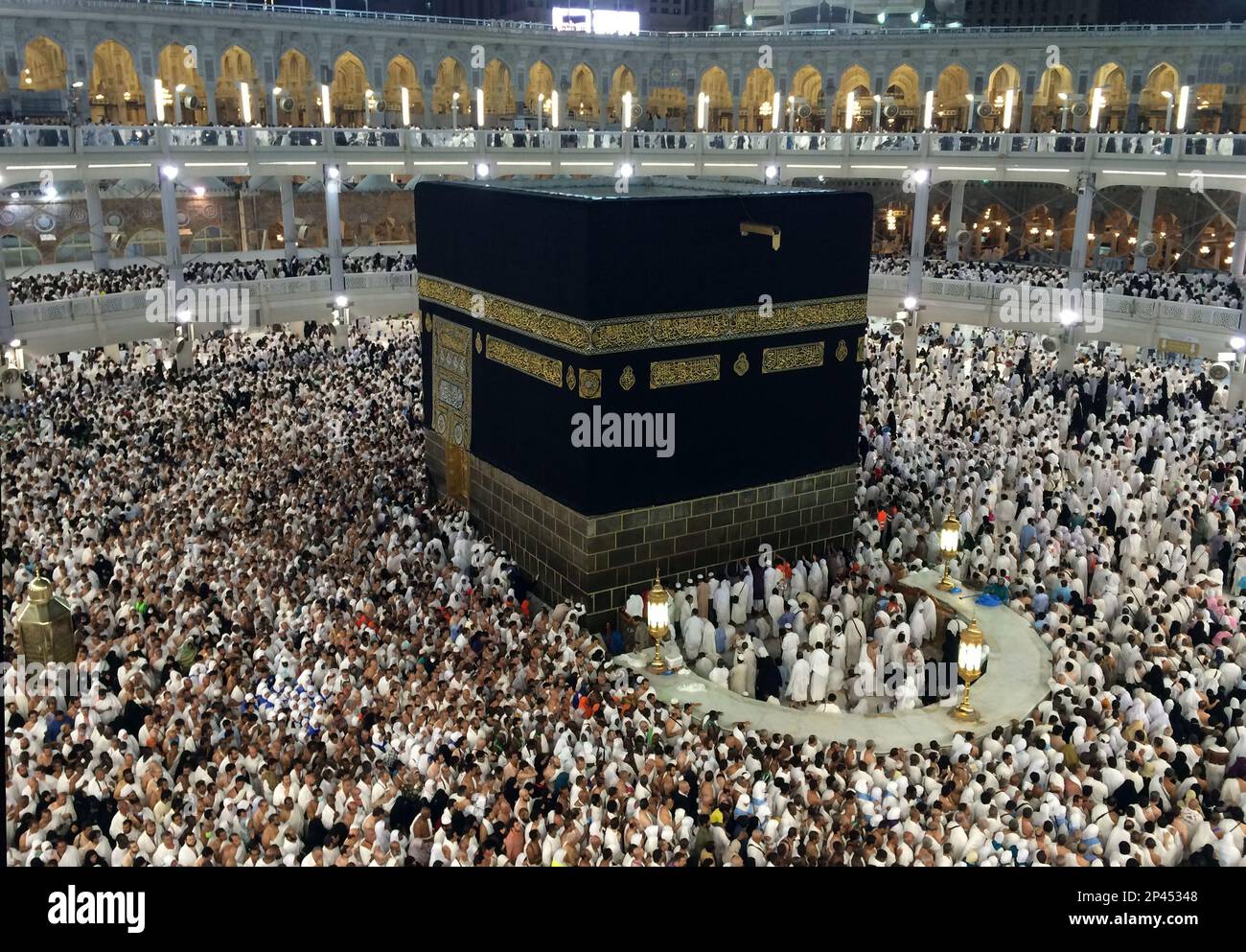 In this Saturday, Oct. 4, 2014 photo, Muslim pilgrims circle the Kaaba ...